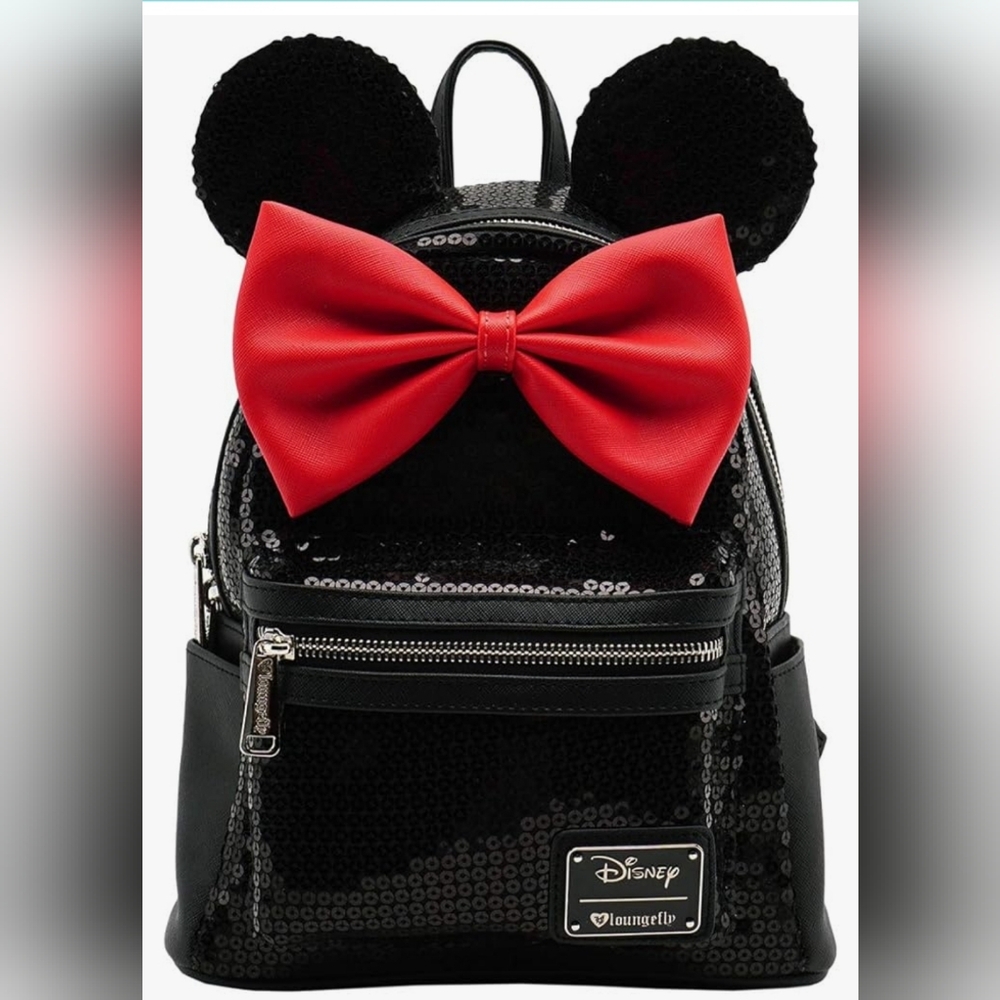 Loungefly Disney Minnie Mouse Black Sequin W/Red Bow … - Gem